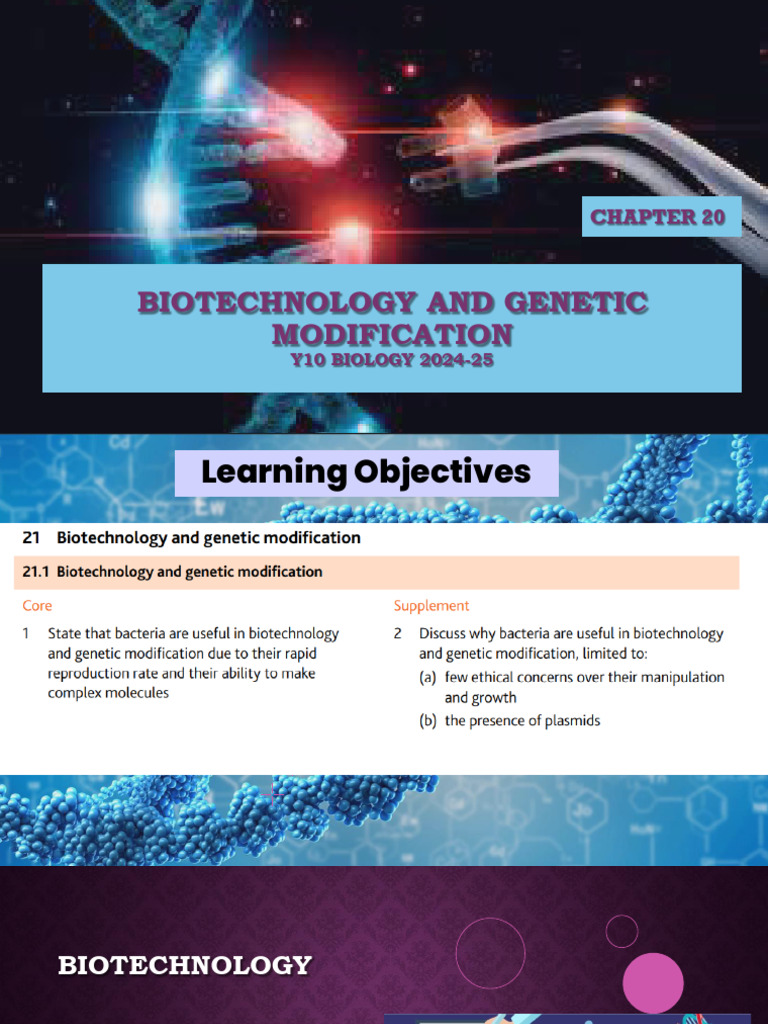 Y10 CHP 20 Biotechnology and Genetic Modification 2024-25 | PDF ...