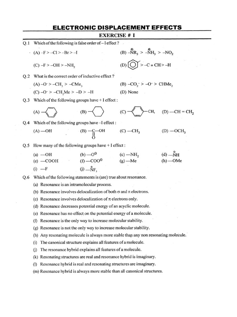 Electronic Displacement Exercise Chemistry | PDF