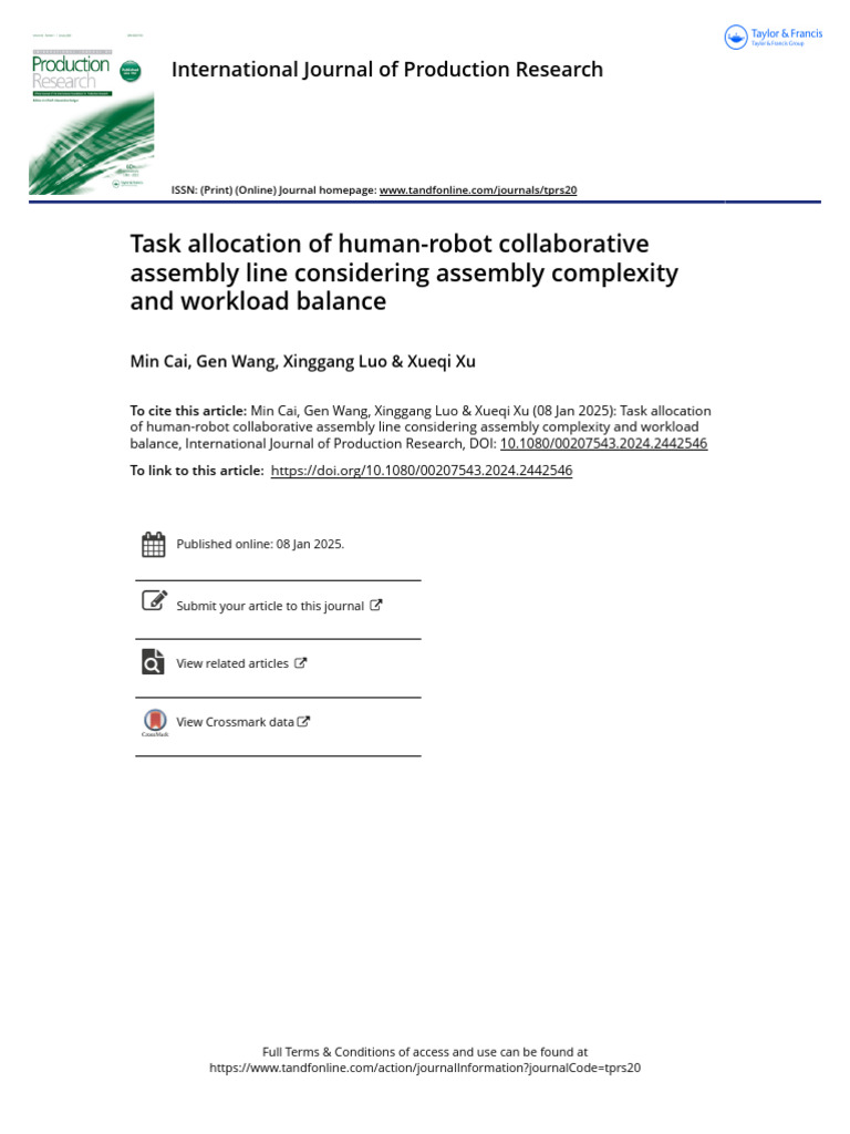Task Allocation Of Human Robot Collaborative Assembly Line Considering