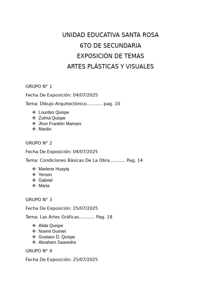 Exposicion de Temas 6to de Sec. | PDF