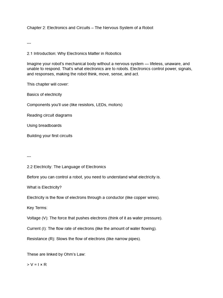 Chapter 2 - Electronics and Circuits - The Nervous System of A Robot ...