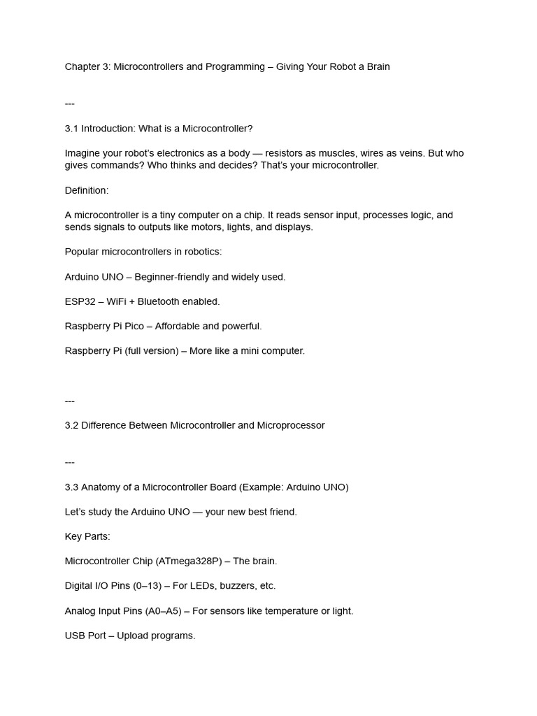 Chapter 3- Microcontrollers and Programming – Giving Your Robot a Brain ...