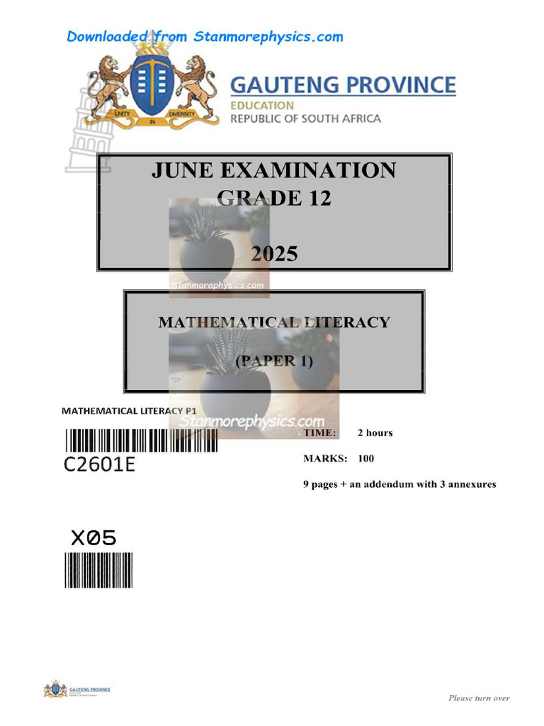 GP Maths Literacy Grade 12 June 2025 P1 and Memo | PDF