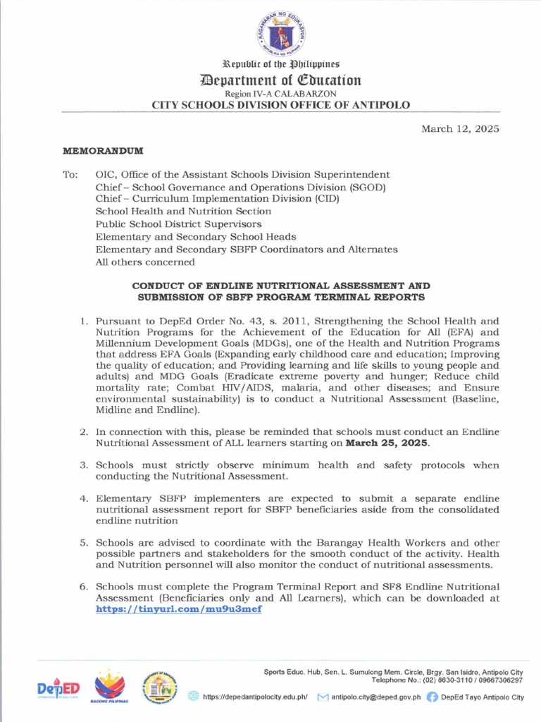 Um 222 Conduct of Endline Nutritional Assessment and Submission | PDF