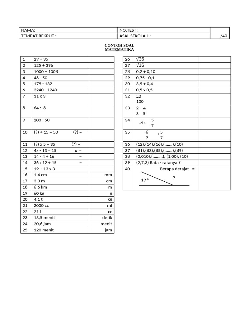 Contoh Soal MTK | PDF