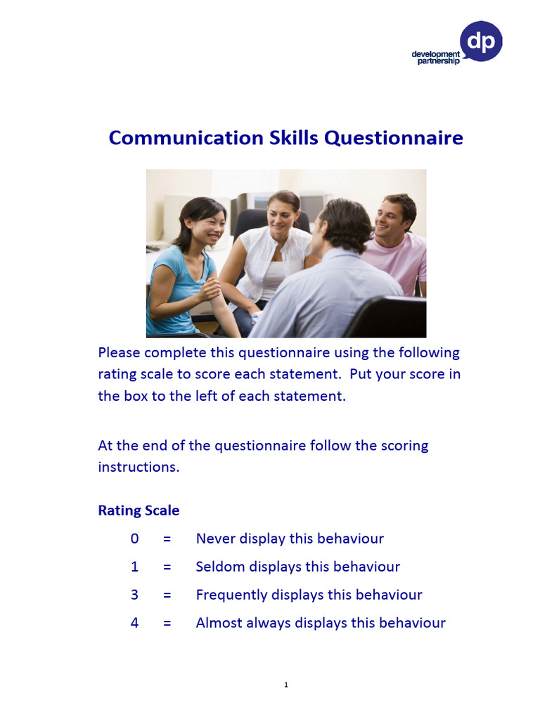 Communications Skills Questionnaire | PDF | Questionnaire | Communication
