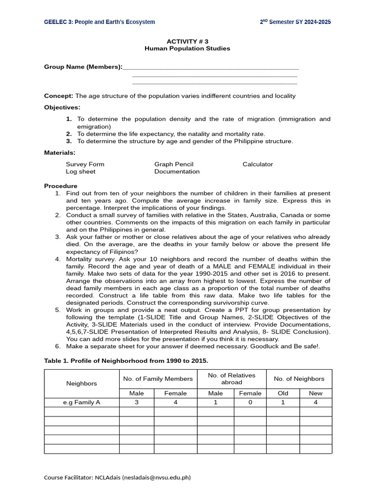 ACTIVITY 3 Human Population Studies | PDF