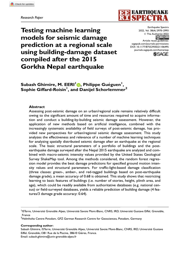 Machine Learning for Seismic Damage Prediction | PDF | Mean Squared ...