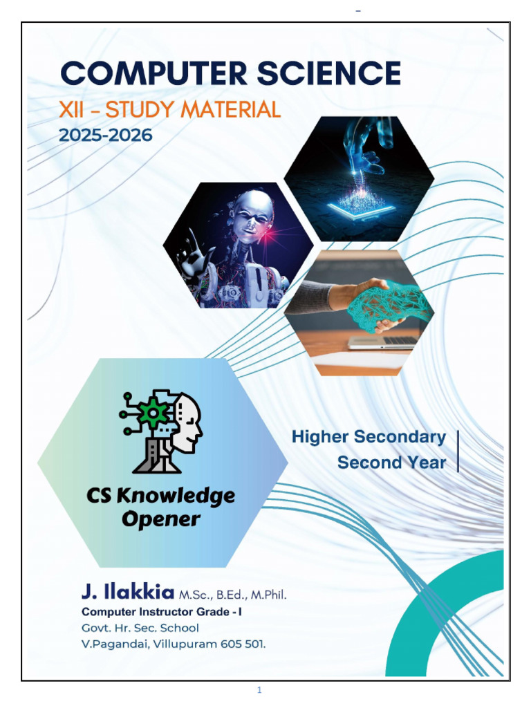 Xii - Cs Em Study Material 2025-2026 | PDF | Scope (Computer Science) | Parameter (Computer ...