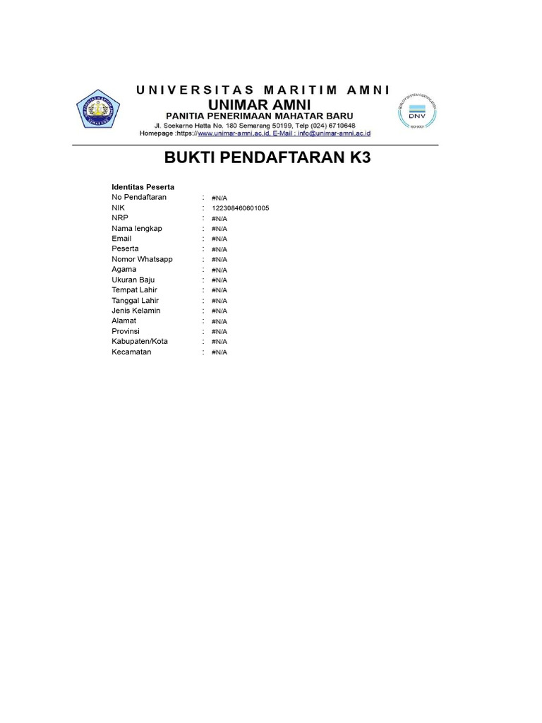 Form K3 Umum (Jawaban) - BUKTI | PDF