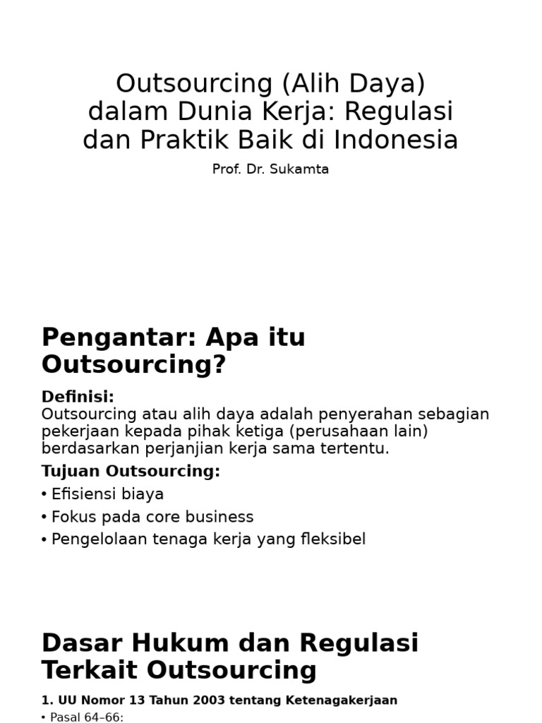 Outsourcing (Alih Daya) Dalam Dunia Kerja | PDF
