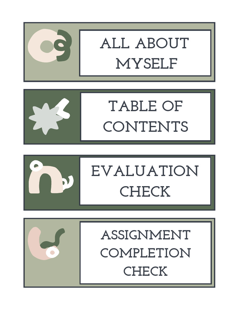 All About Myself Table of Evaluation Check | PDF
