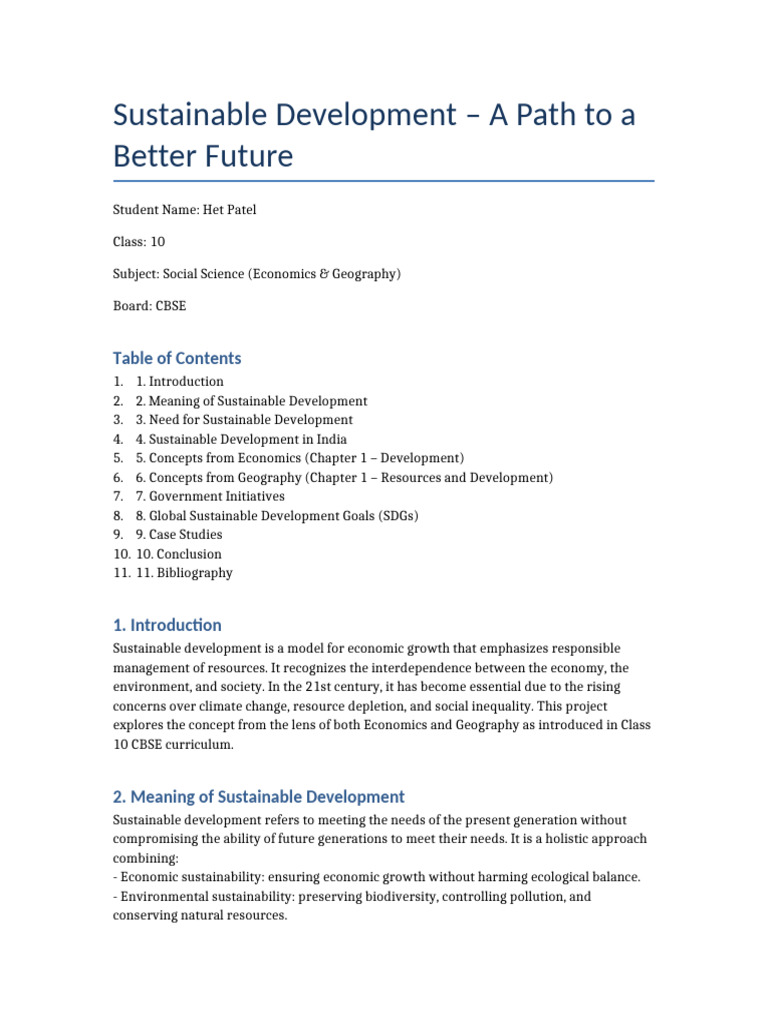 Sustainable Development in India: Overview | PDF | Sustainability ...