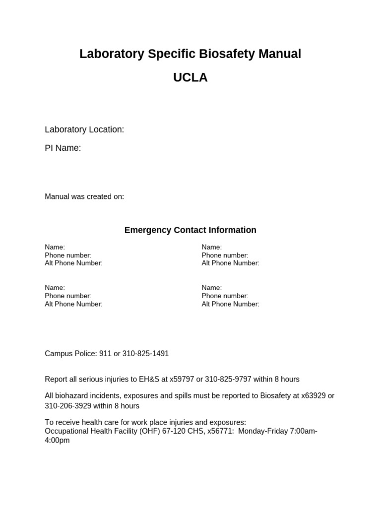 Laboratory Specific Biosafety Manual | PDF | Hepatitis C | Hepatitis B