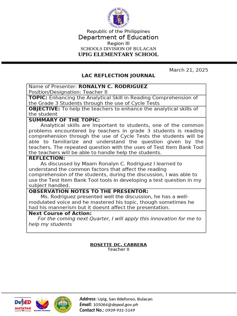 Lac Reflection | PDF