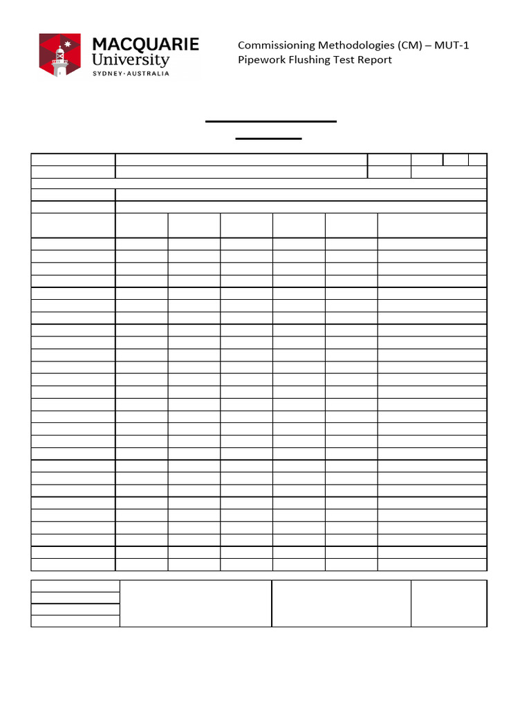 Pipework Flushing Test Report | PDF