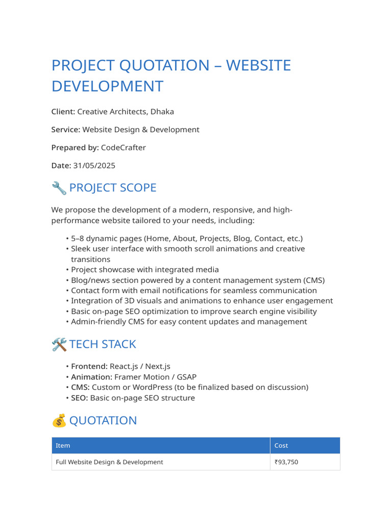 Website Development Quotation | PDF