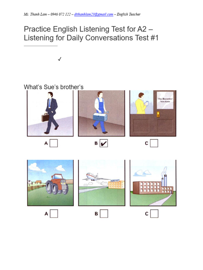 A2 English Listening Test #02 | PDF