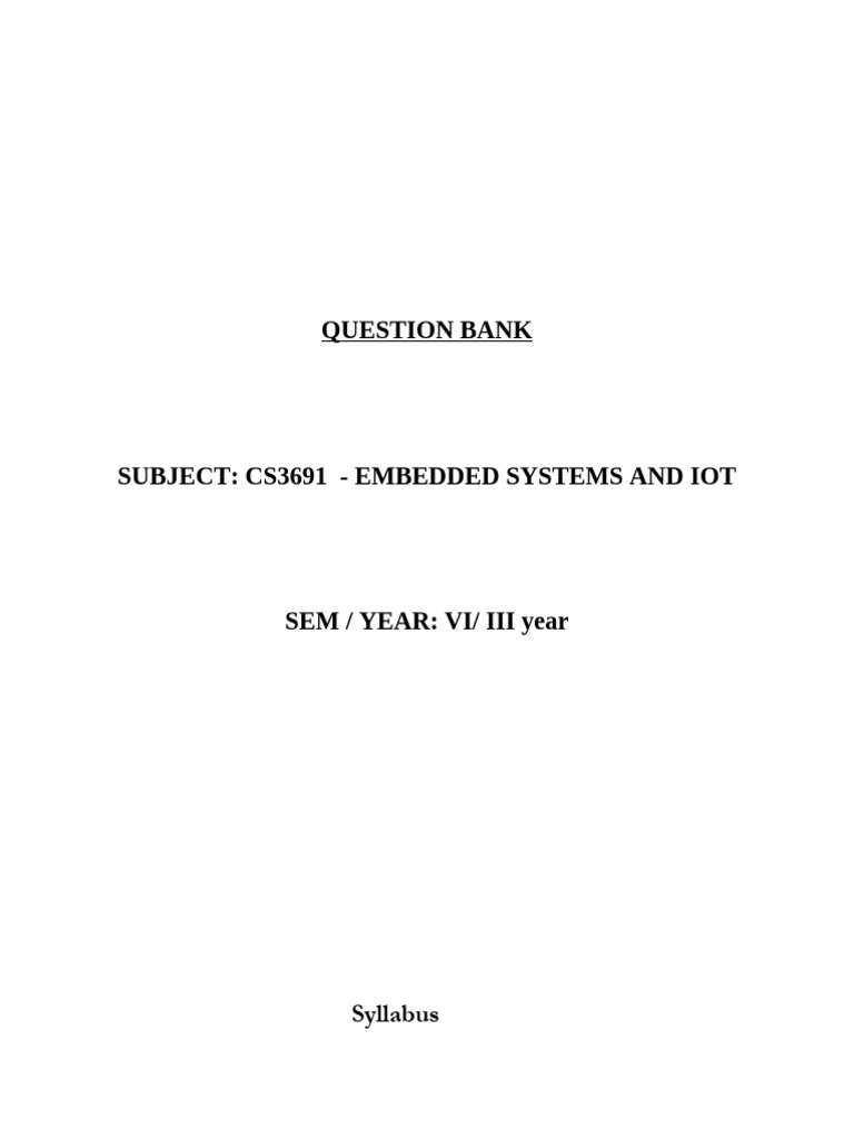 Cs3691 Eiot QB | PDF | Embedded System | Microcontroller