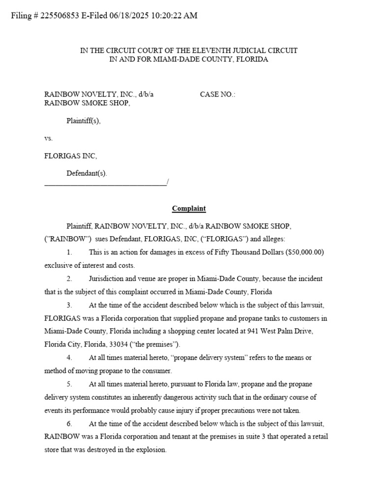 Lawsuit Against Florigas, Inc | PDF | Negligence | Lawsuit