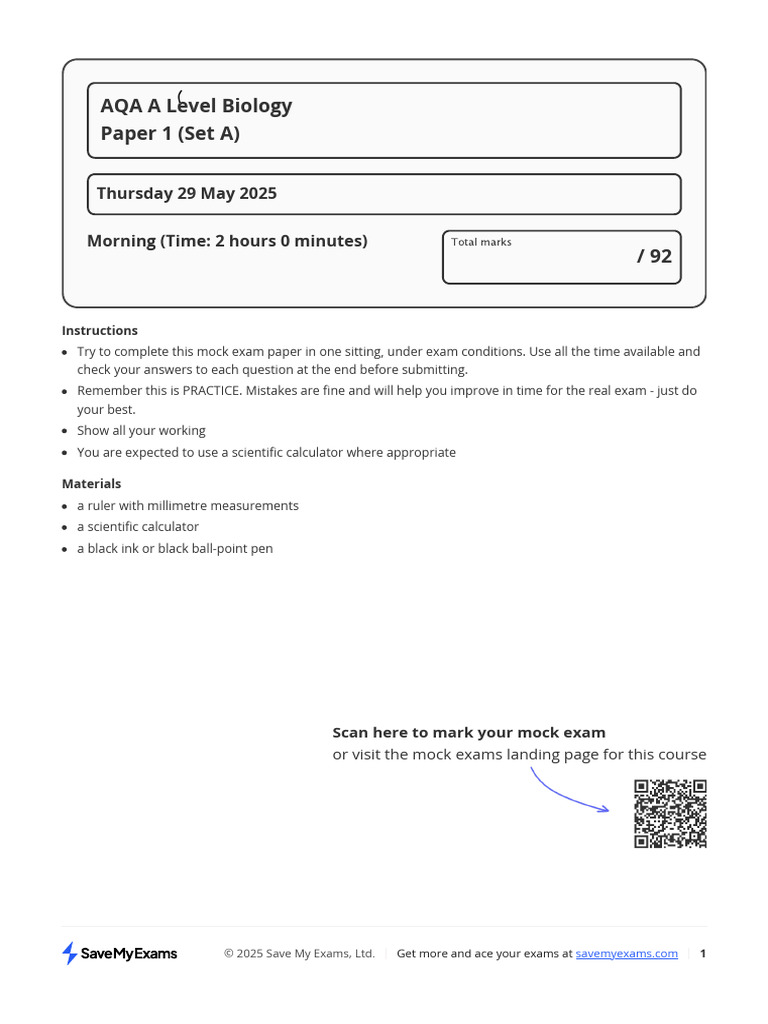 Mock Exam Paper ZZmjBBj79syRcYYQ 2 | PDF | Lung | Vaccines