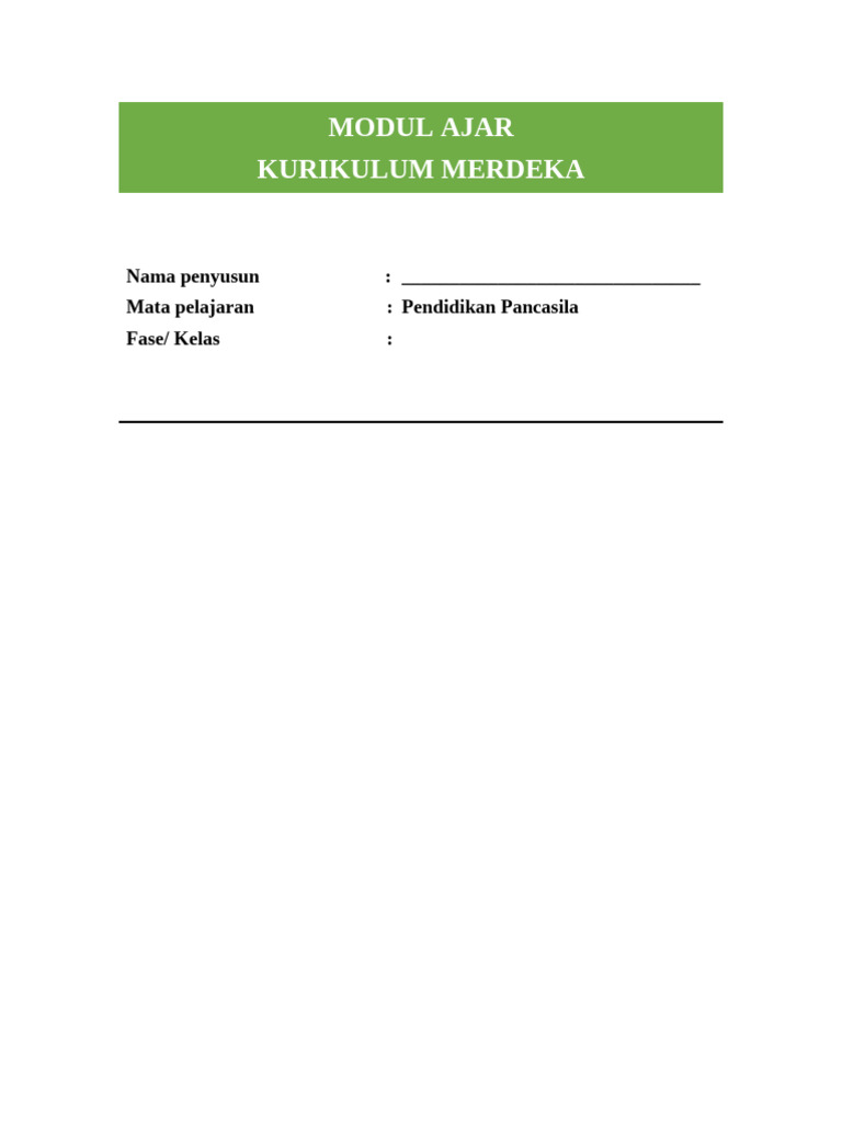Format Modul Ajar Pendidikan Pancasila | PDF