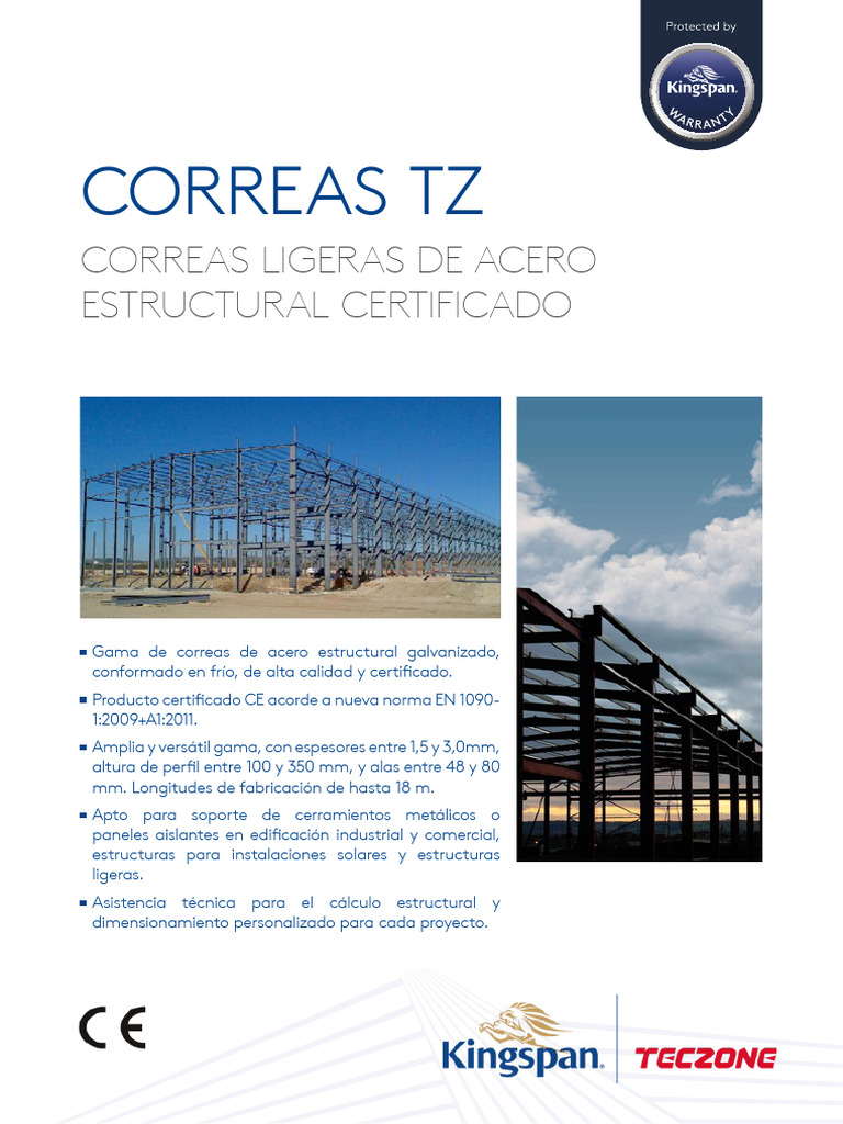 Teczone Correas Metalicas Data Sheet Es | PDF | Acero estructural | Rieles