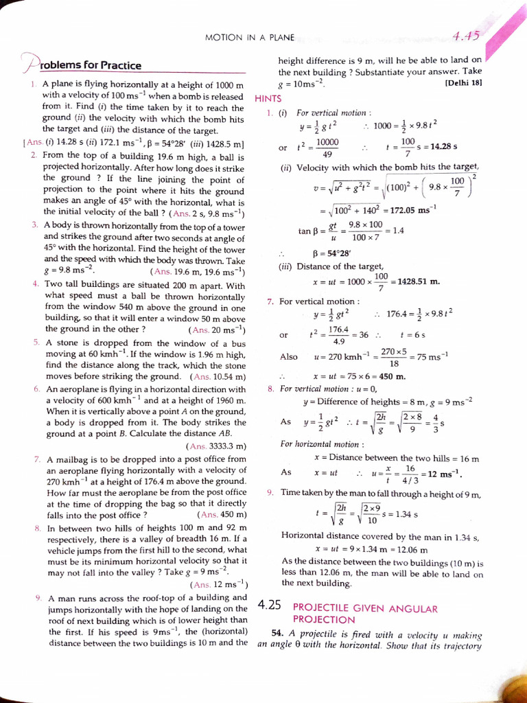 Practice Problems on Projectile Motion | PDF | Mechanics