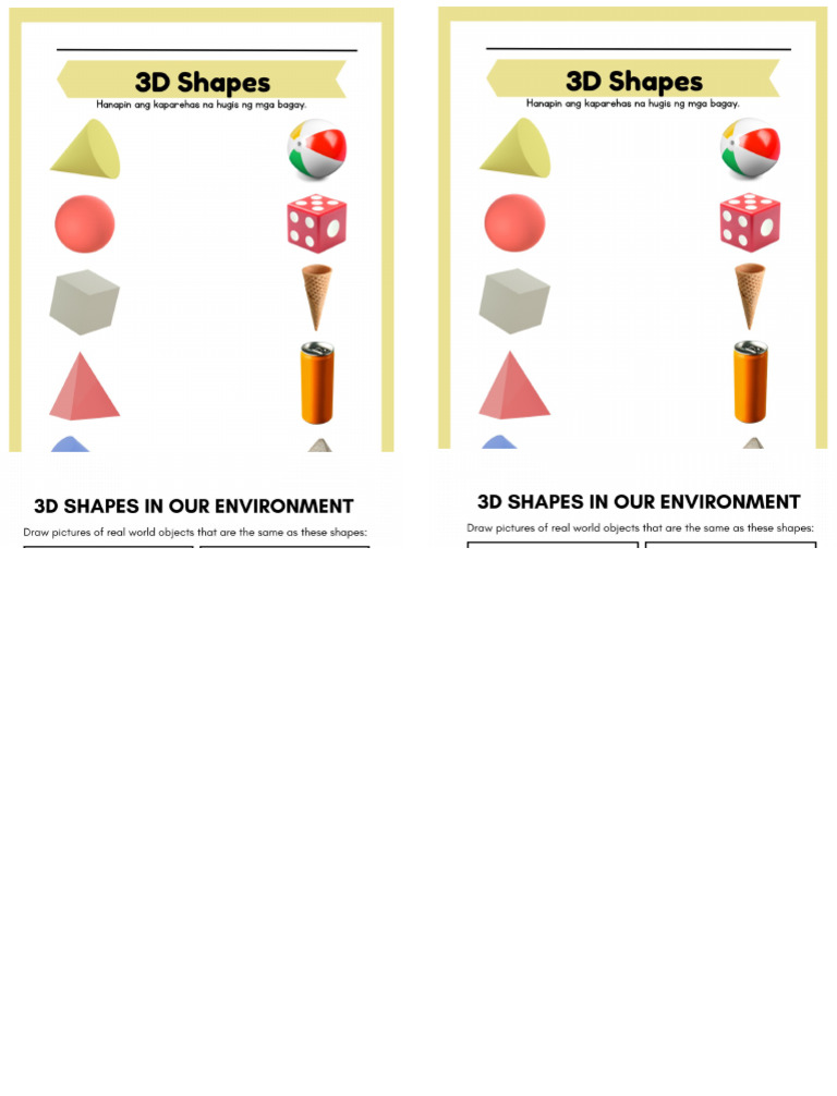 3D Shapes Worksheet | PDF