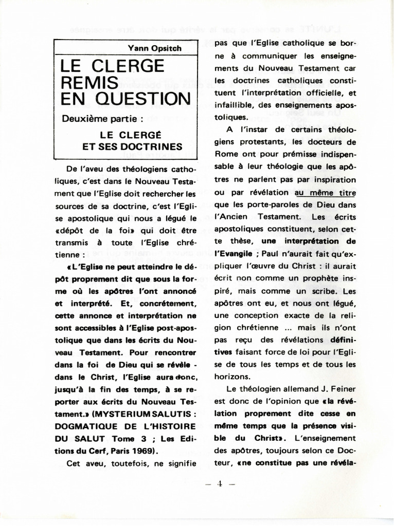 Le Clergé Remis en Question - Les Doctrines (2ème Partie) | PDF