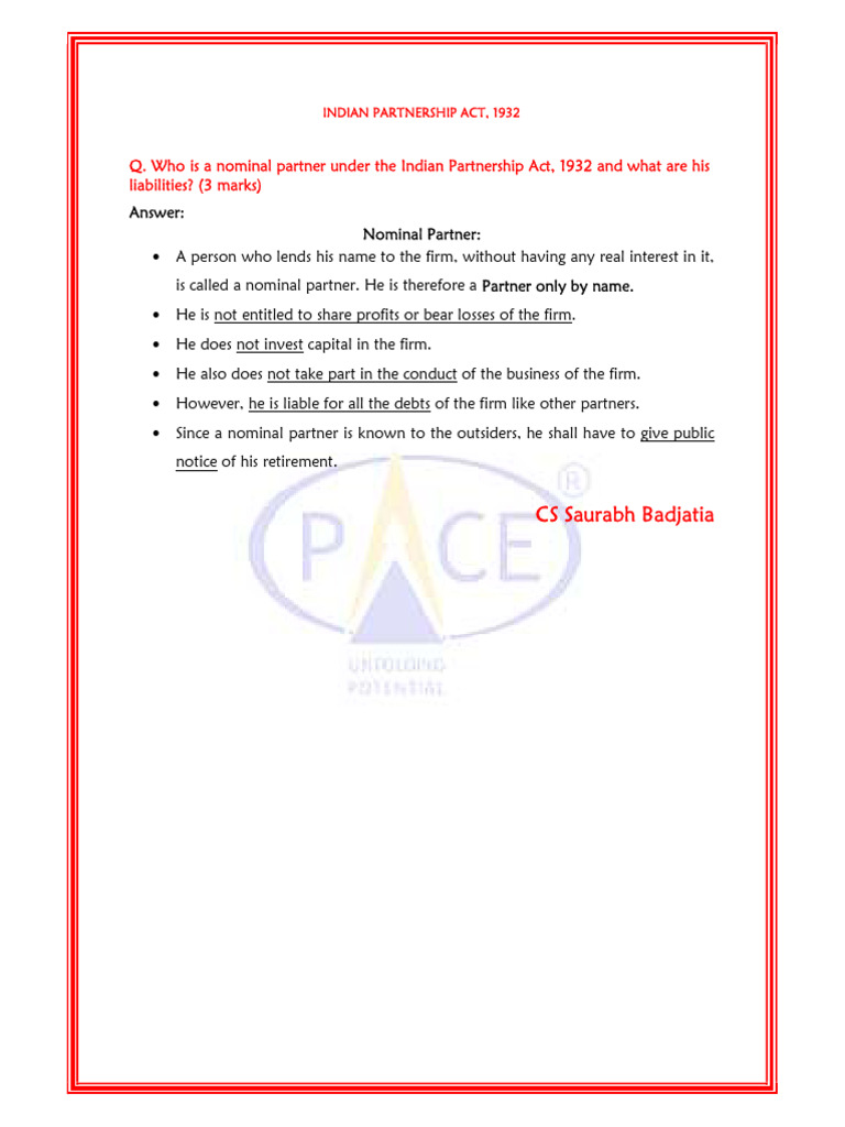 Nominal Partner Answer | PDF