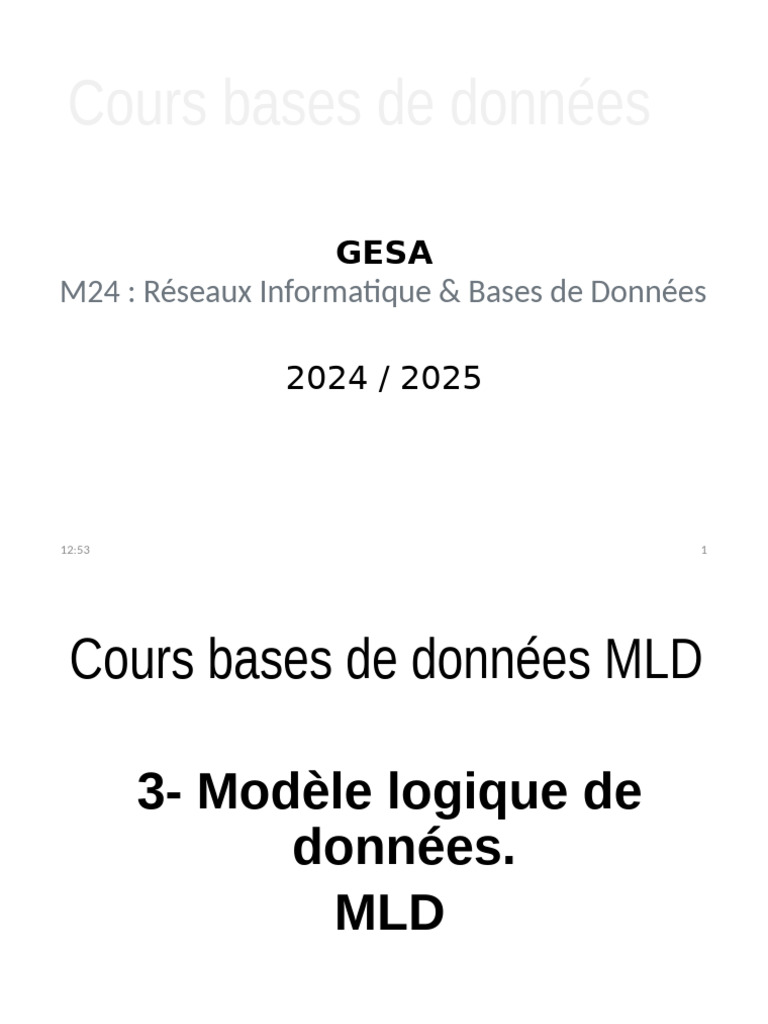 Cours Bases de DonnéesMLD | PDF | Bases de données | Base de données relationnelle