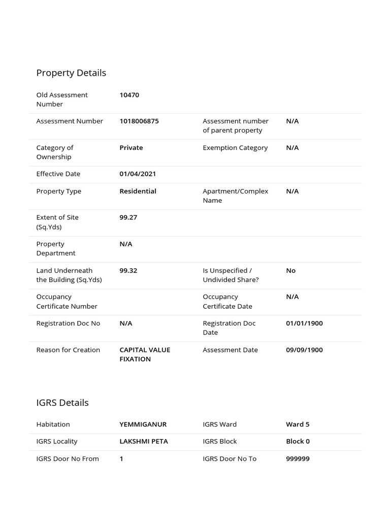 Property Tax Assessment for Peddaiah | PDF | Property Tax | Payments