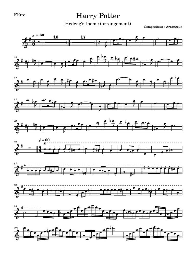 Hedwig's Theme for Flute | PDF | Harry Potter