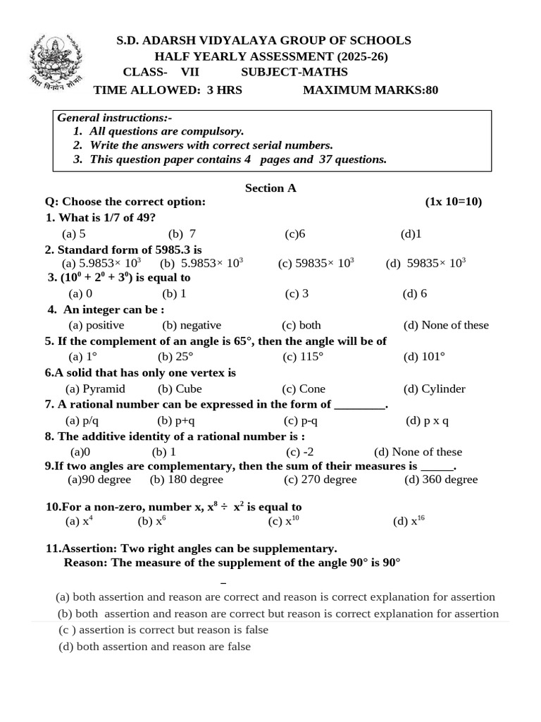 HY-MATHS - 7-25-26.docxnisha | PDF | Polygon | Sun
