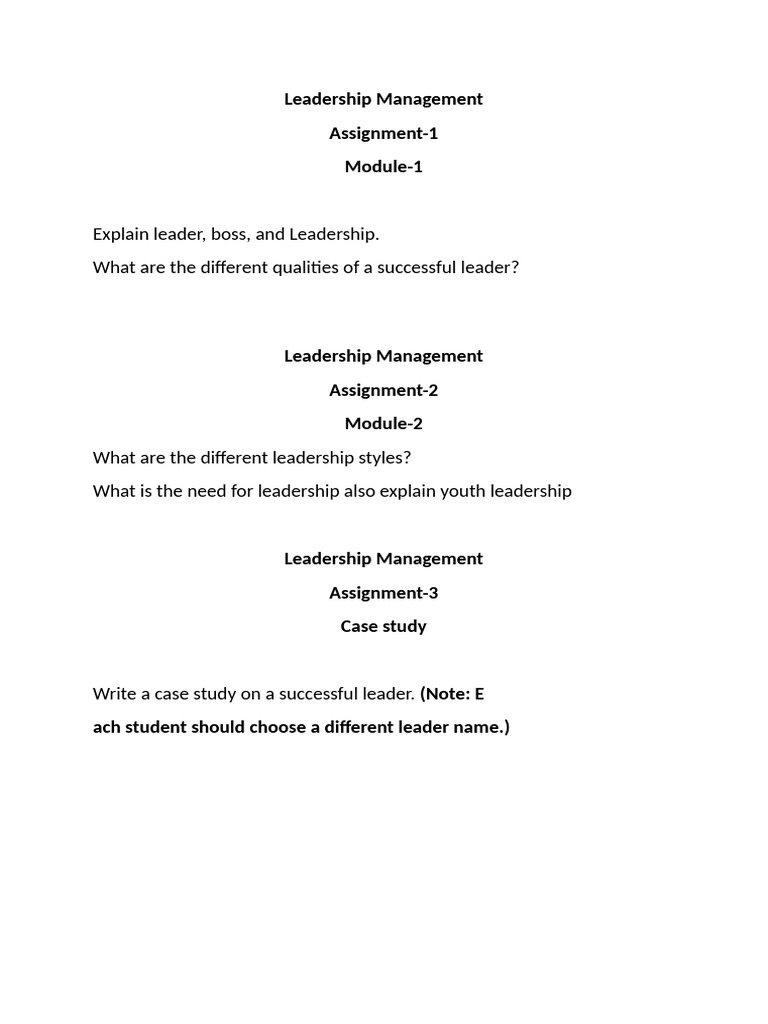 Leadership Management Assignment | PDF