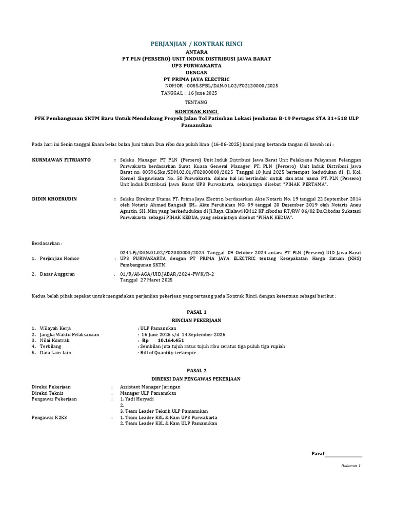 0085.SPBJ Pembangunan SKTM Baru Untuk Mendukung Proyek Jalan Tol Patimban Lokasi Jembatan B-19 ...