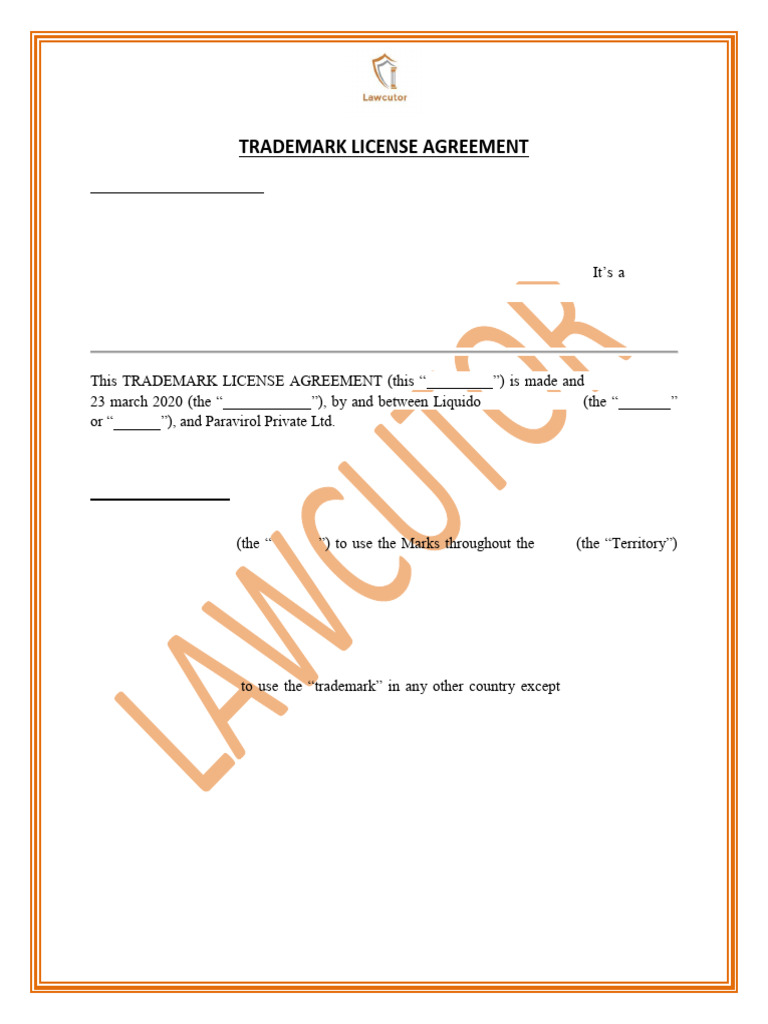 Lawcutor - Trademark Licensing Agreement | PDF | License | Trademark