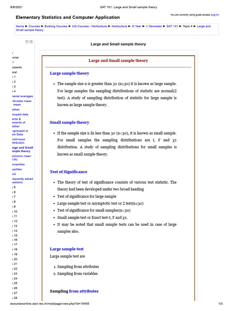 Large vs Small Sample Theory Explained | PDF | Research Methods ...
