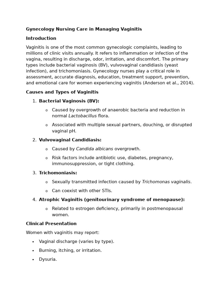 Gynecology Nursing Care in Managing Vaginitis | PDF | Candidiasis ...