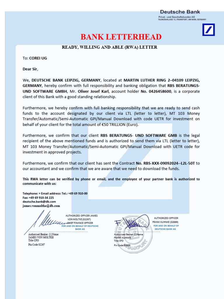 Bank RWA LettereRBS | PDF