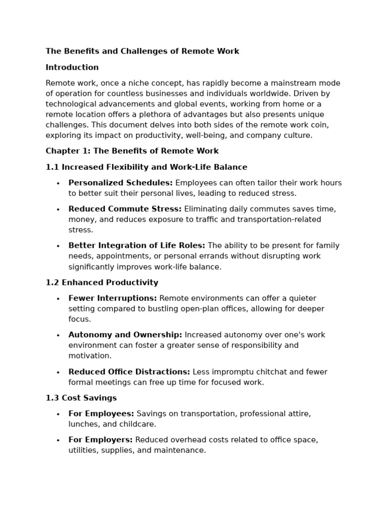 The Benefits and Challenges of Remote Work | PDF | Business | Economies