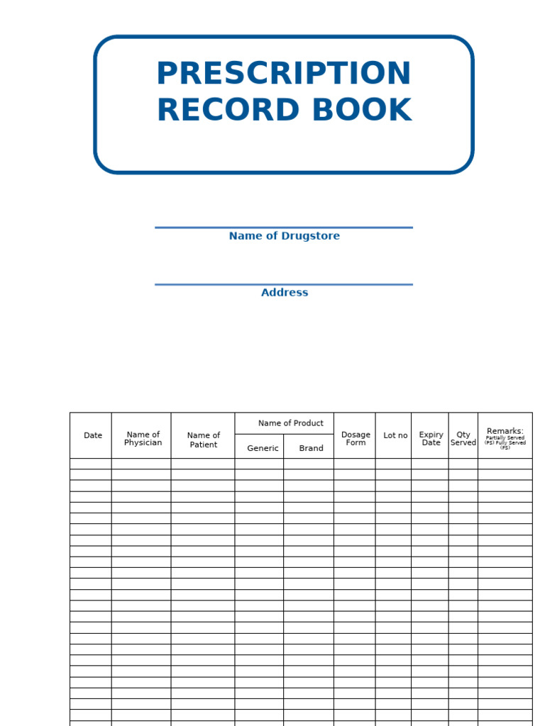Prescription Record Book | PDF