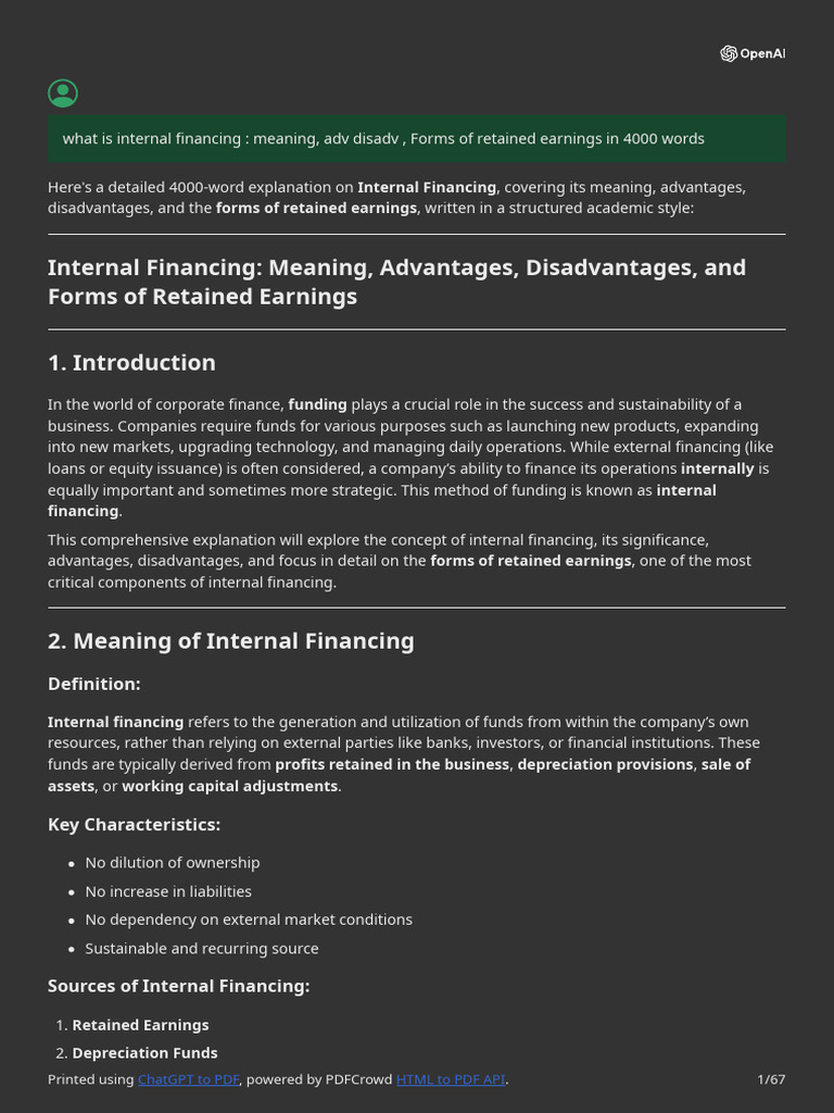 Internal Financing - Meaning, Advantages, Disadvantages, and Forms of ...