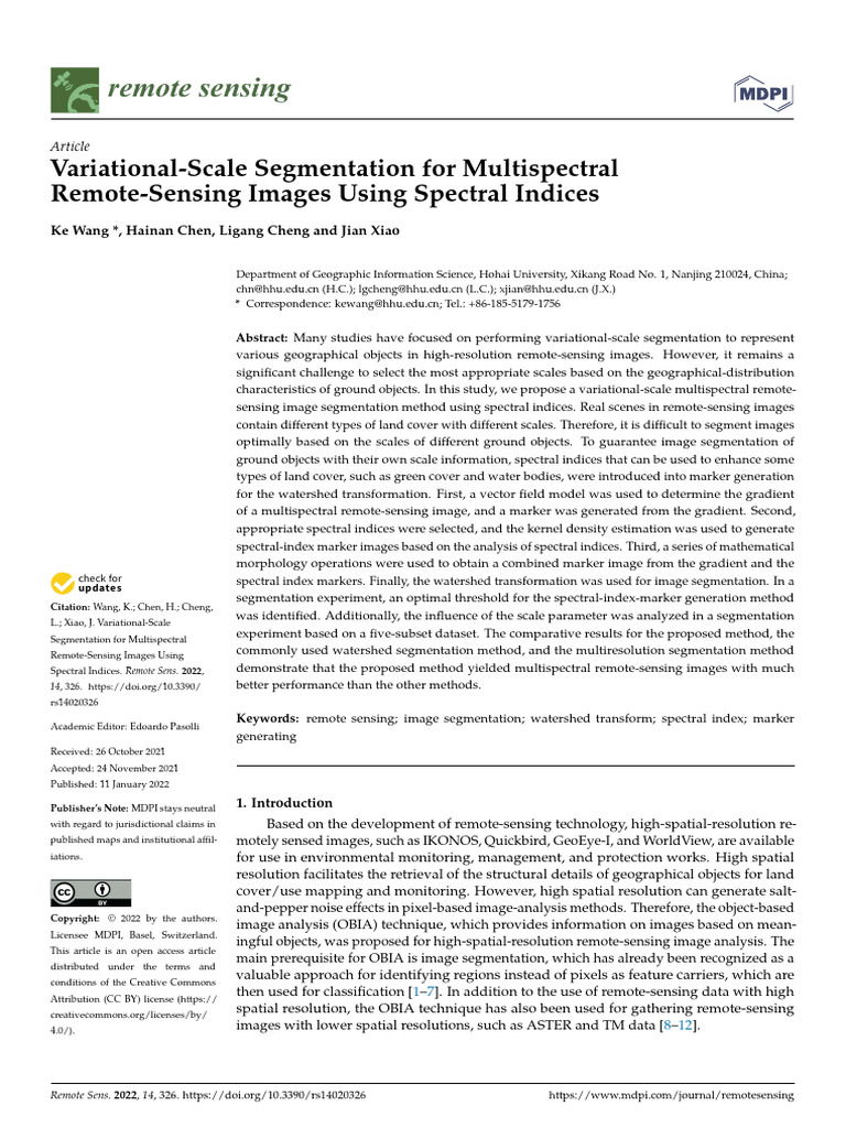 Wang Et Al. - 2022 - Variational-Scale Segmentation For Multispectral R | PDF | Image ...