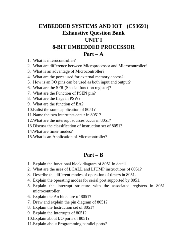 Eiot Exhaustive Question Bank | PDF | Scheduling (Computing) | Home Automation