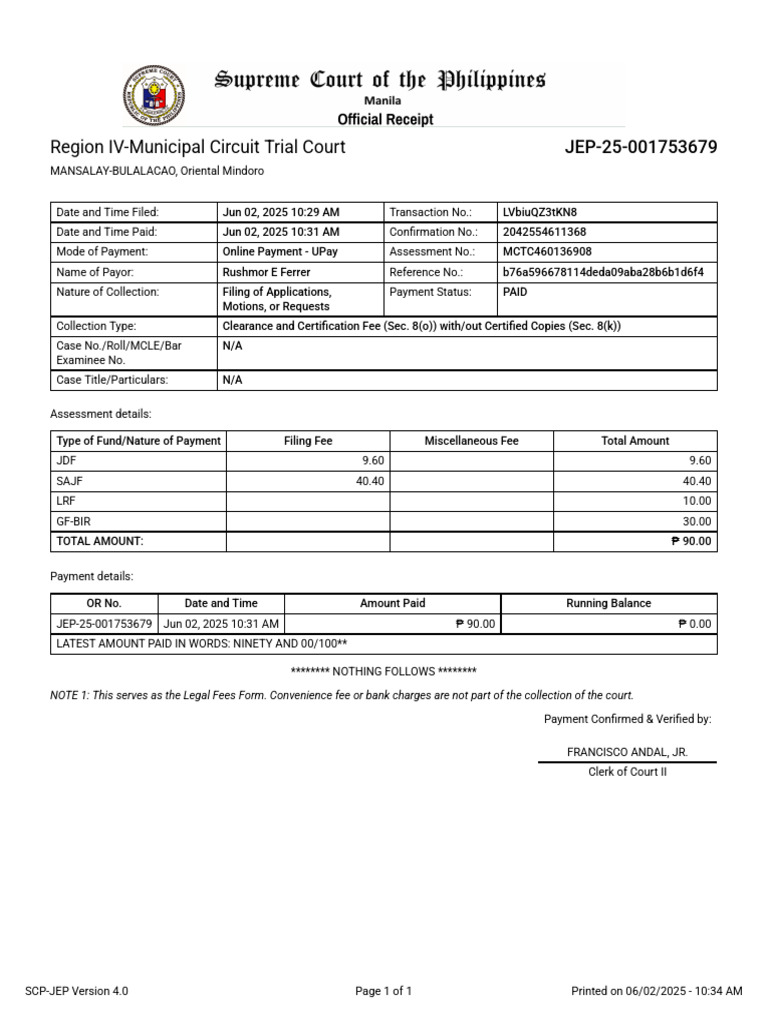 Jep 25 001753679 | PDF | Payments | Money