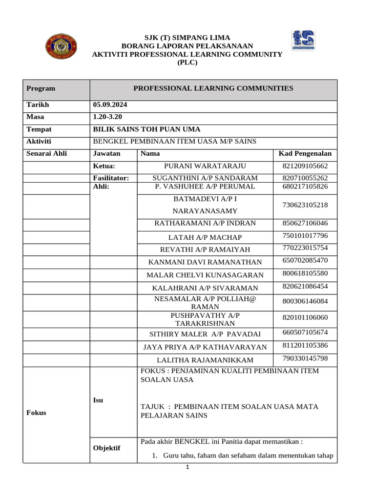 Laporan PLC Bengkel UASA Sains | PDF