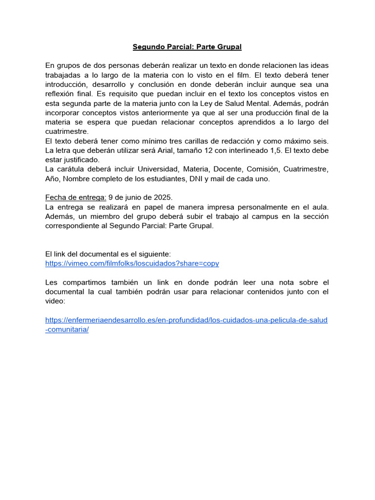 Segundo Parcial - Parte Grupal | PDF