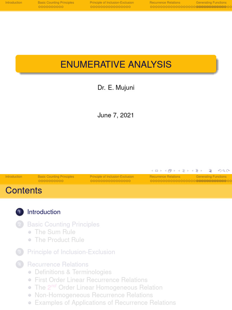 Chapter 3 Enumerative Analysis | PDF | Recurrence Relation | Function (Mathematics)